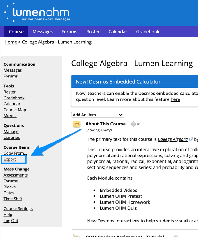 OHM & Canvas: Generate and Import an OHM Course Cartridge