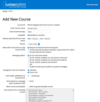 Creating a Course in Lumen OHM