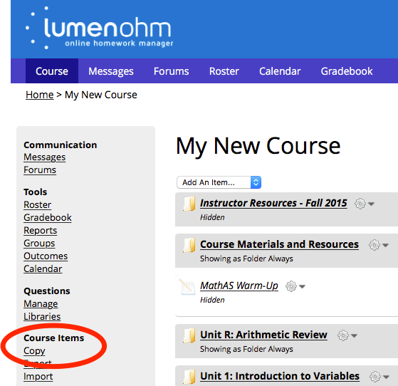 OHM: Creating a Course