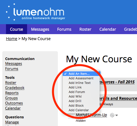 OHM: Creating a Course