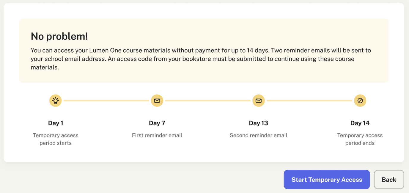 Lumen One For Students: Temporary Access- How It Works