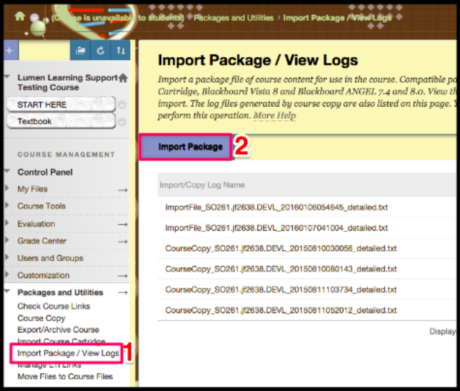 Test Lumen OHM Global LTI Connection: Blackboard Learn