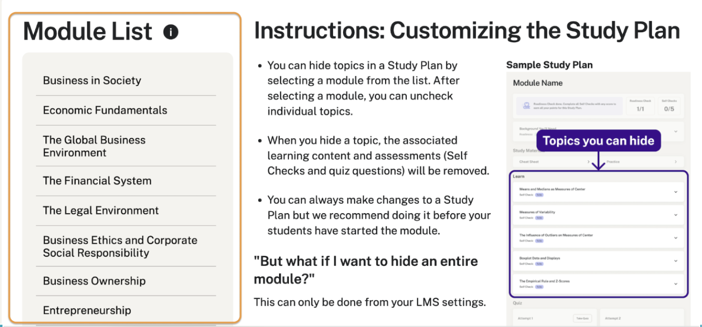 Lumen One: Study Plan Customization