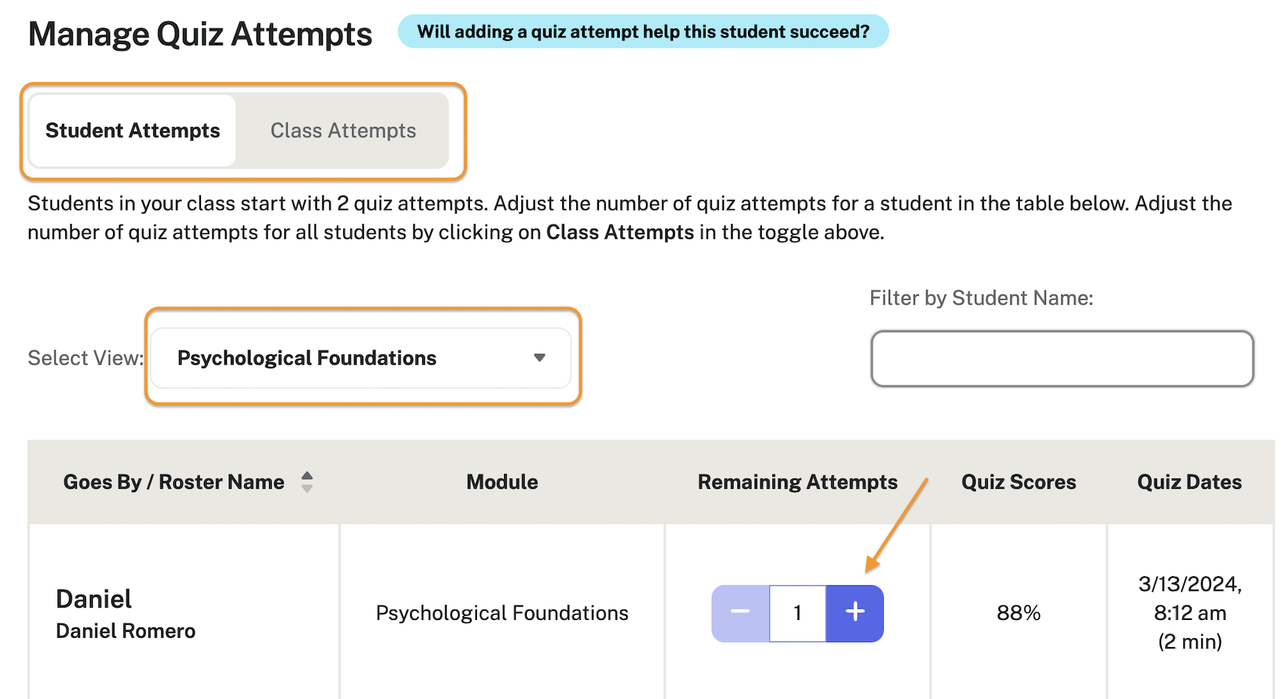 Lumen One- Managing Quiz Attempts